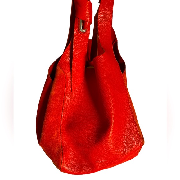 rag & bone | Bags | Rag Bone Calf Skin Red Leather Hobo Barrel Handbag ...